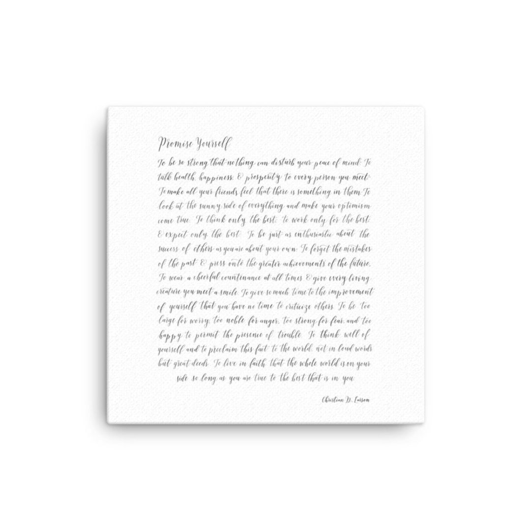 Canvas/ Promise Yourself / Christian D. Larson / Handlettered ...
