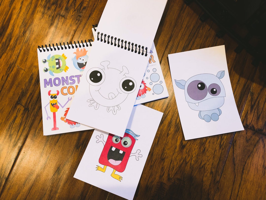 Monster Mini Spiral Bound Coloring Book - Etsy