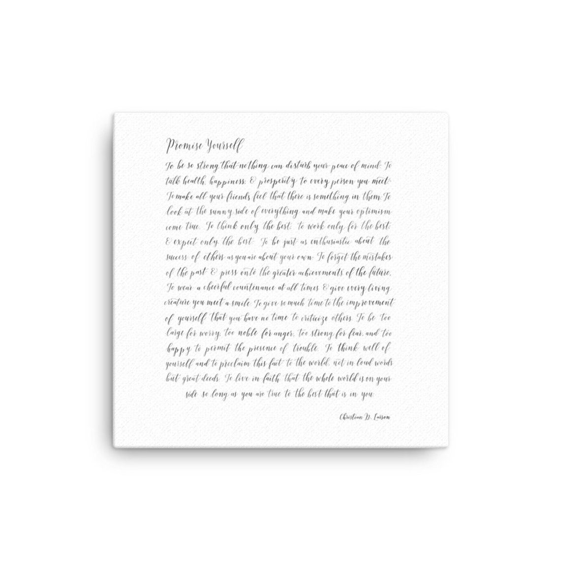 Canvas/ Promise Yourself / Christian D. Larson / Handlettered ...