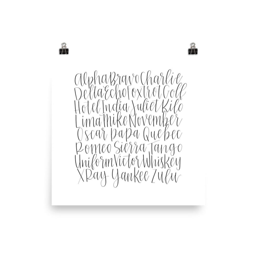 Phonetic Alphabet / Poster / Hand Lettered Calligraphy / Wall Decor - Etsy