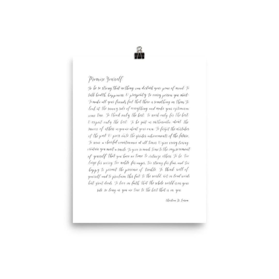 Poster / Promise Yourself / Christian D. Larson / Handlettered ...