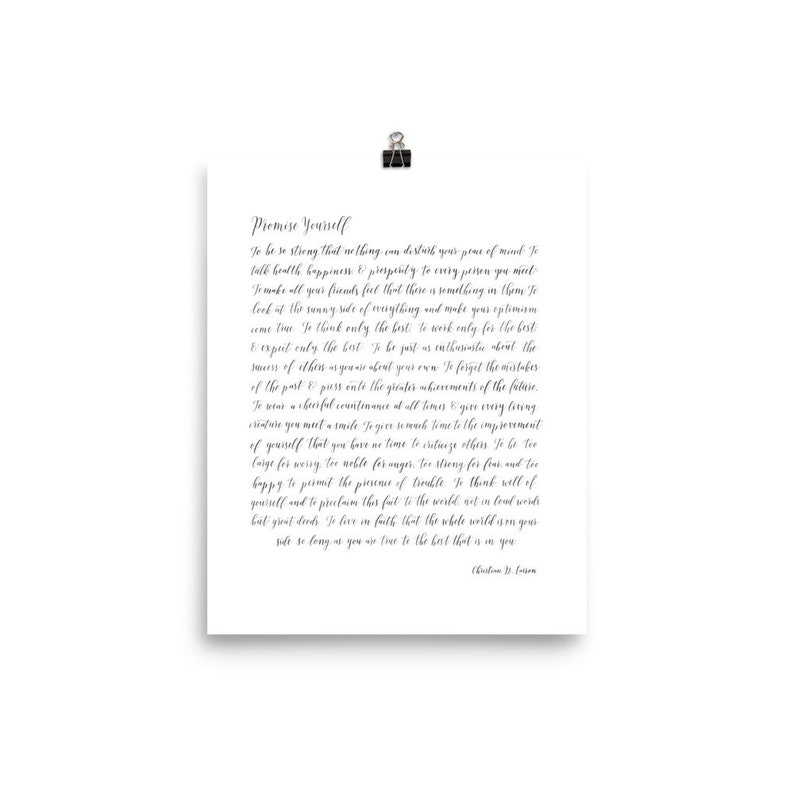 Poster / Promise Yourself / Christian D. Larson / Handlettered ...