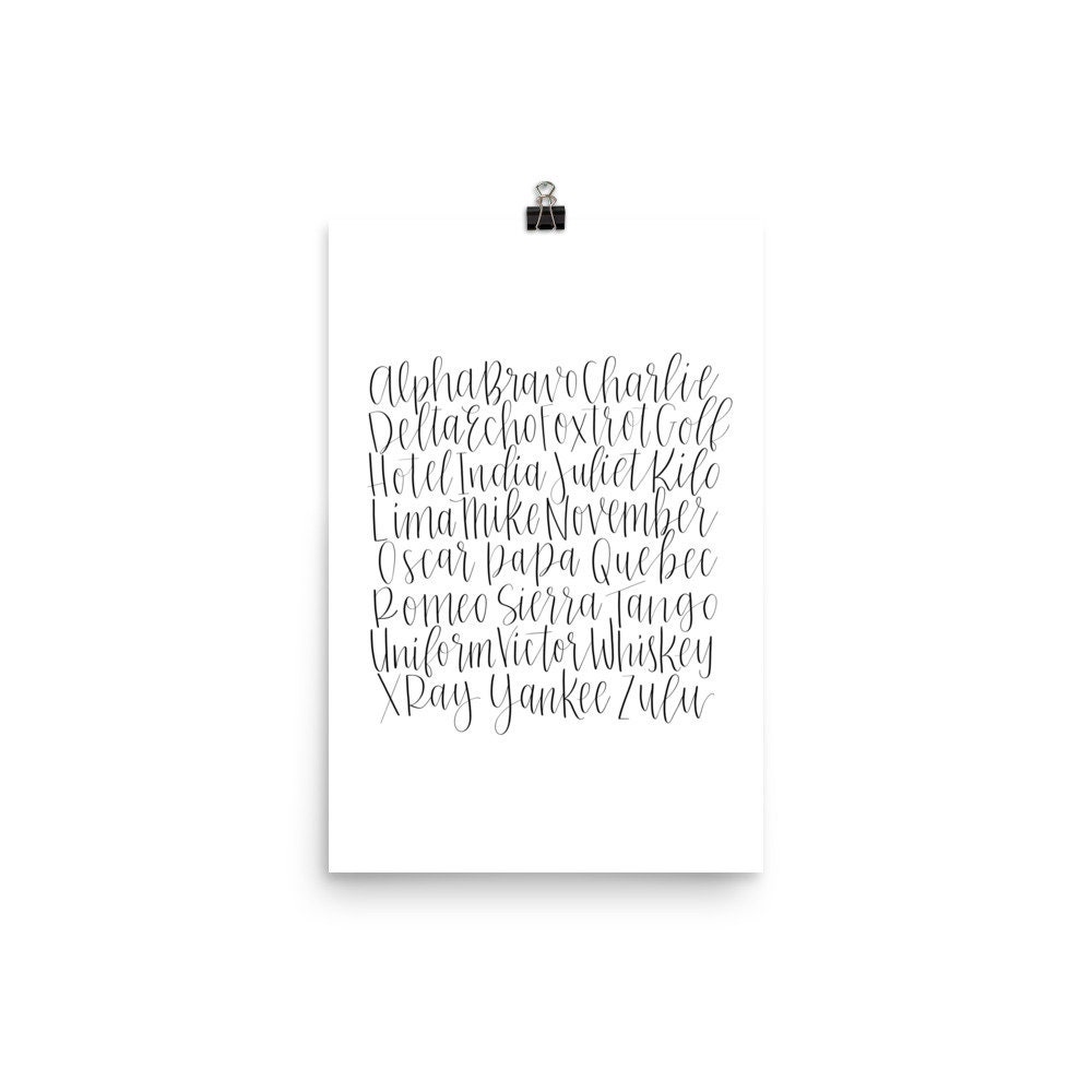 Phonetic Alphabet / Poster / Hand Lettered Calligraphy / Wall Decor - Etsy