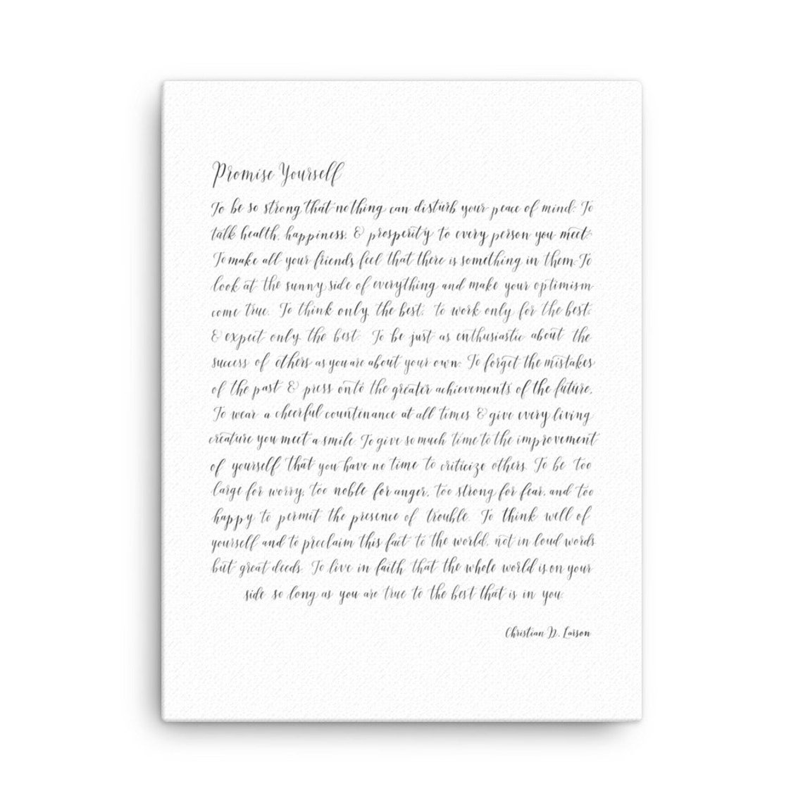 Canvas/ Promise Yourself / Christian D. Larson / Handlettered ...