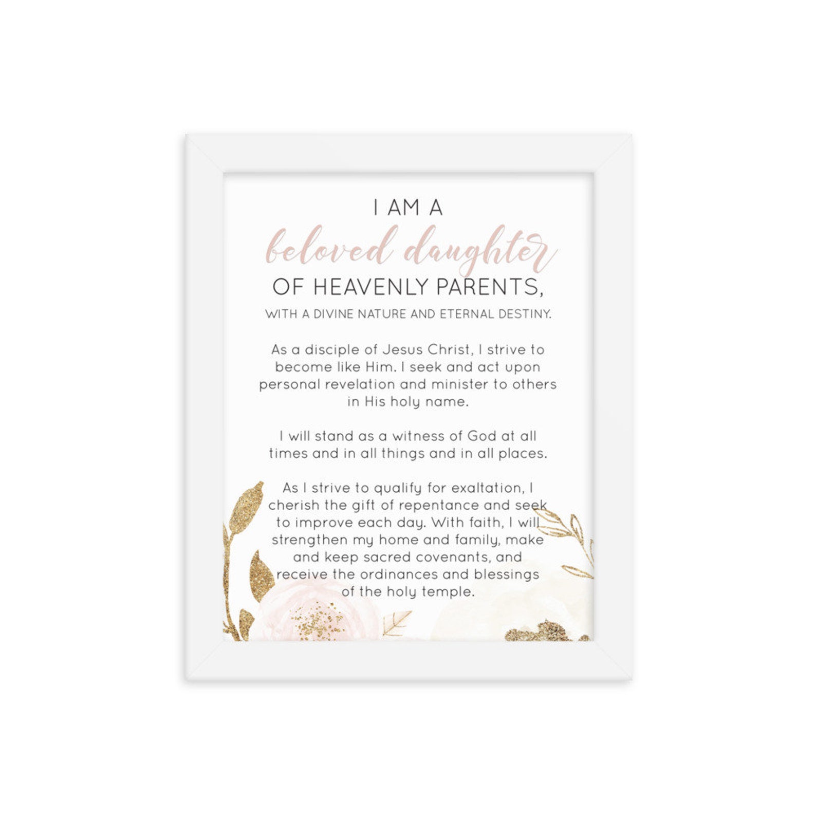 Framed Poster of the New Young Women Theme / Updated YW Theme / LDS ...