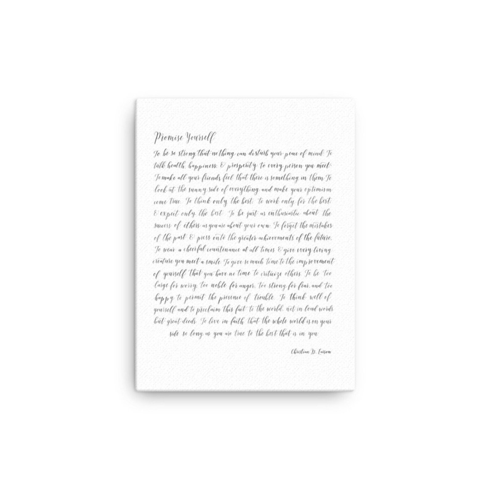 Canvas/ Promise Yourself / Christian D. Larson / Handlettered ...