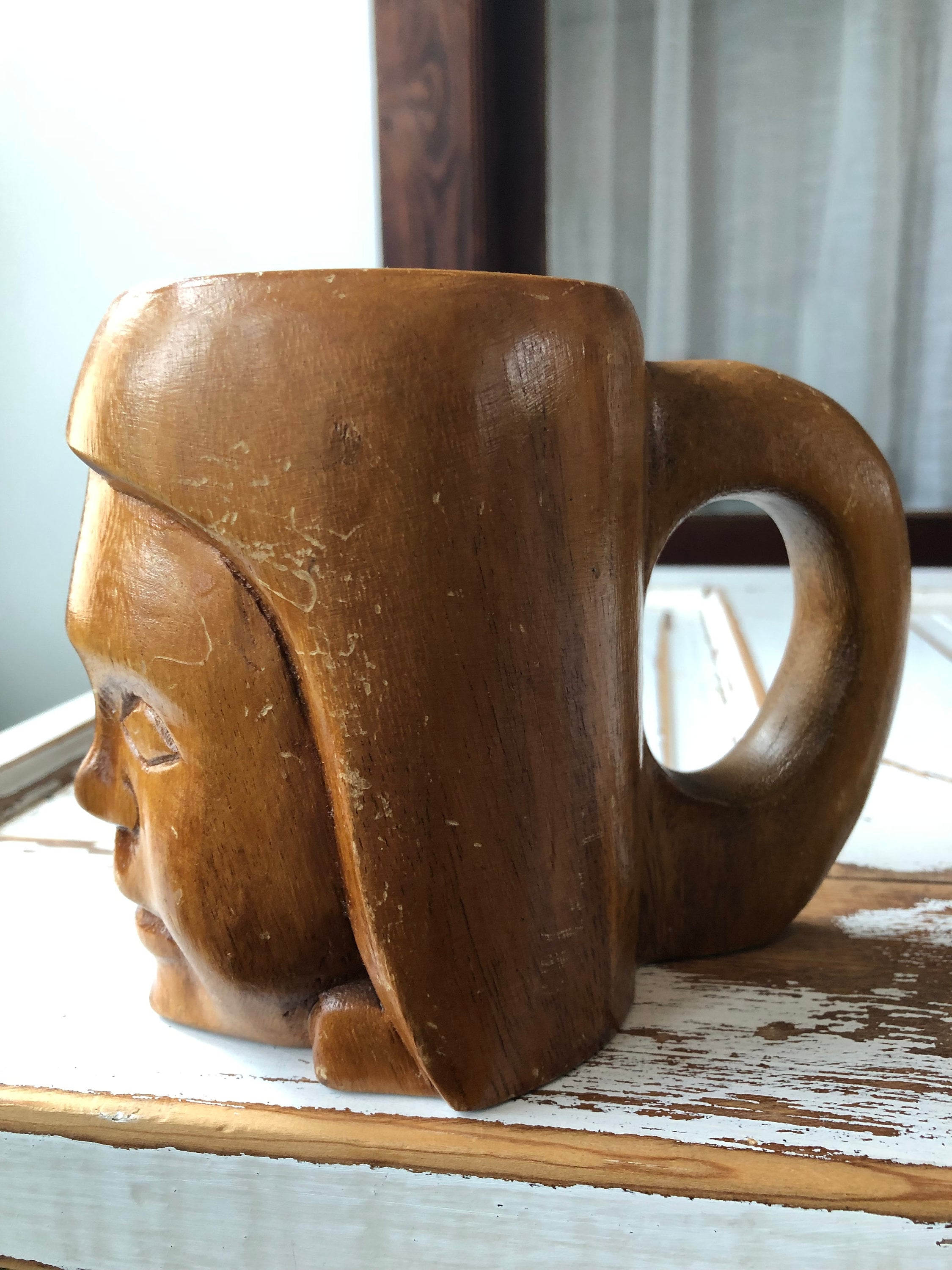Vintage 1970s Hand Carved Wooden Tiki Beer Cup Mans Face | Etsy