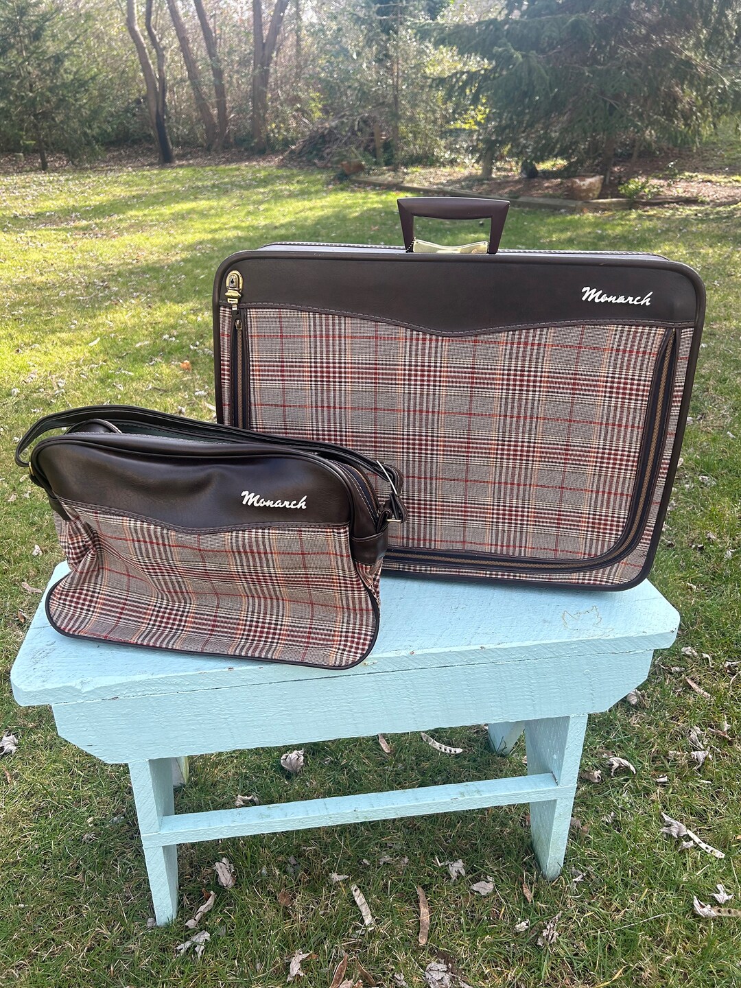 Vintage 1970’s Monarch Plaid Luggage 2 Piece Set Suitcase - Etsy