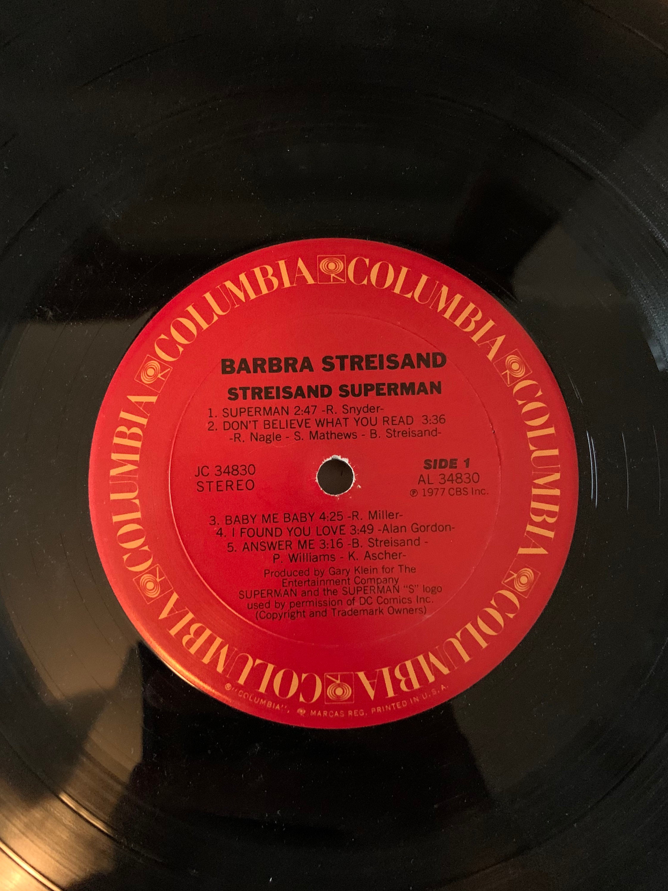 Vintage 1977 Barbara Streisand Superman 1977 Cbs Records Vinyl | Etsy