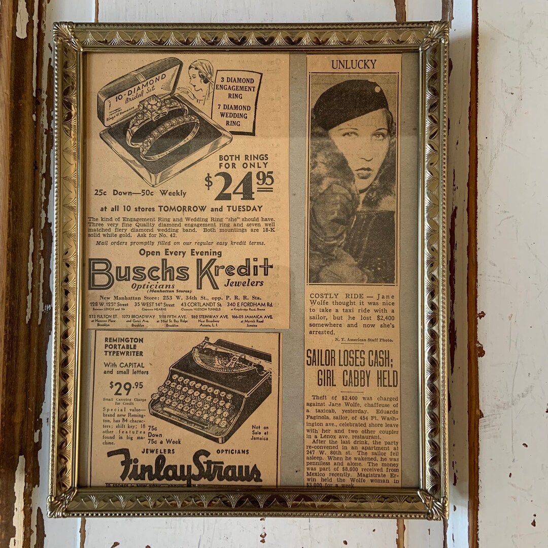 Vintage 1934 Newspaper Advertisement and Quirky Story Man Cave Art - Etsy