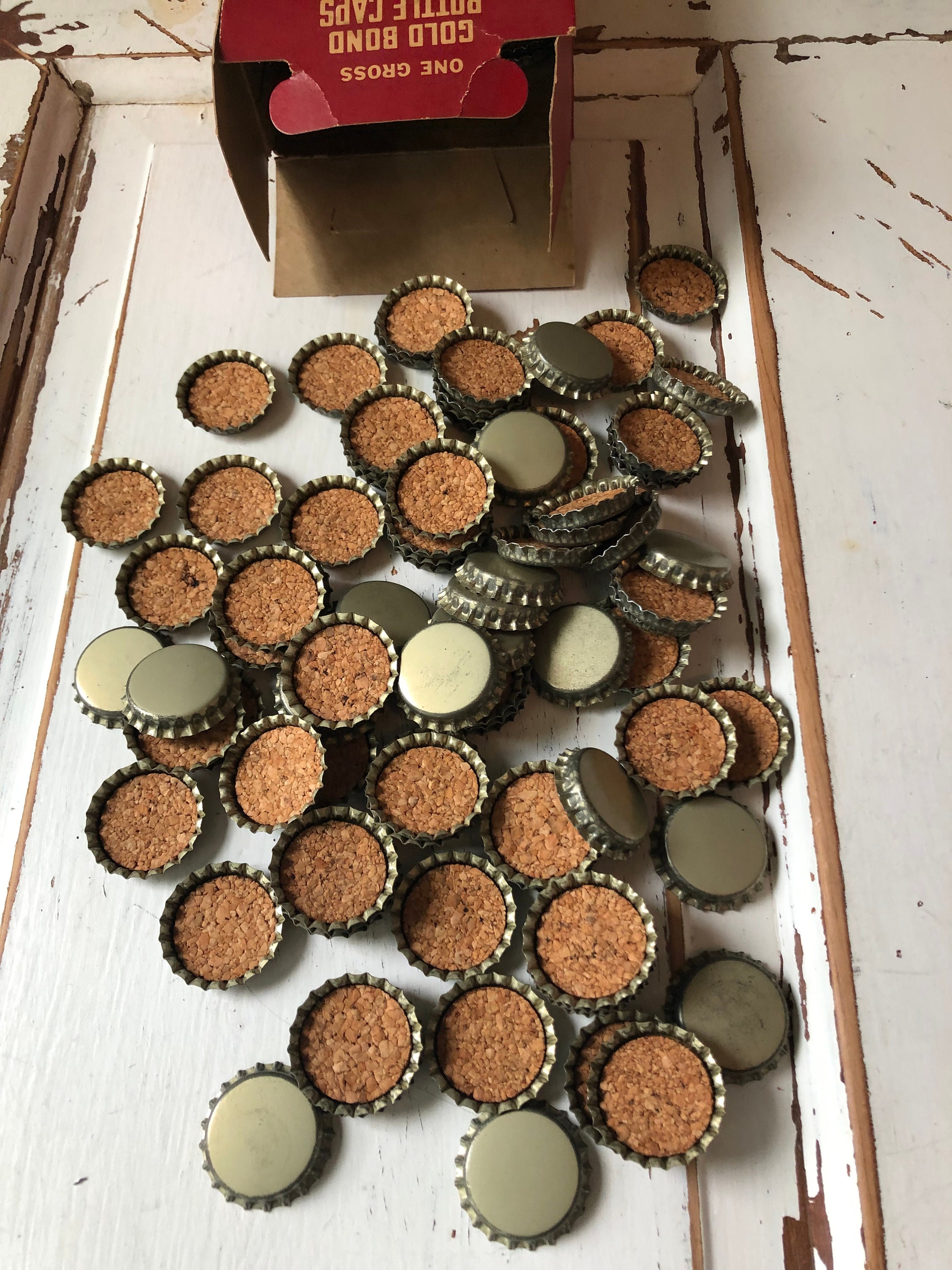 Vintage 1950’s New Old Stock Box of Gold Bond Bottle Caps for Home Bar ...