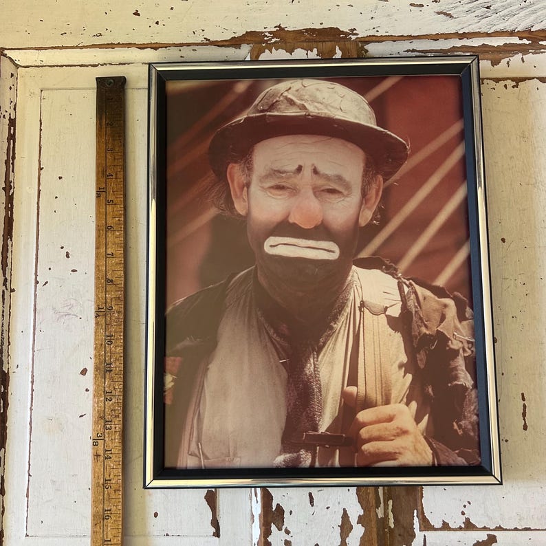 Weary Willie Clown Picture / Poster Vintage 1970's Emmit Kelly Framed ...