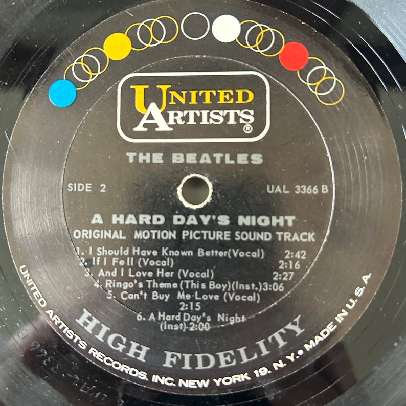 The Beatles A Hard Day's Night Soundtrack LP Vinyl Record Album, United ...