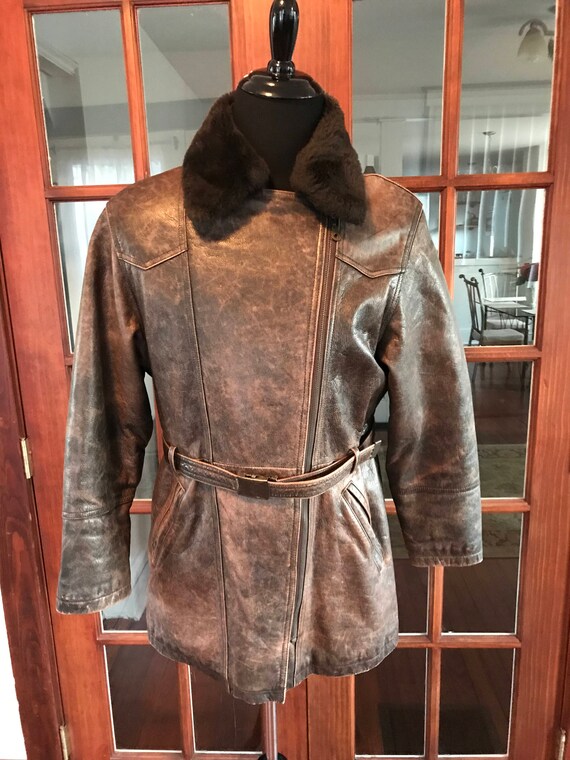 Vintage Leather Jacket 1980s Albert Duke Aviator Flyer - Etsy