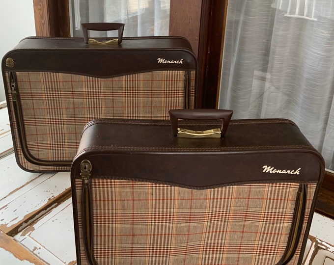 Vintage 1970s Monarch Plaid Luggage 2 Piece Set Suitcase - Etsy