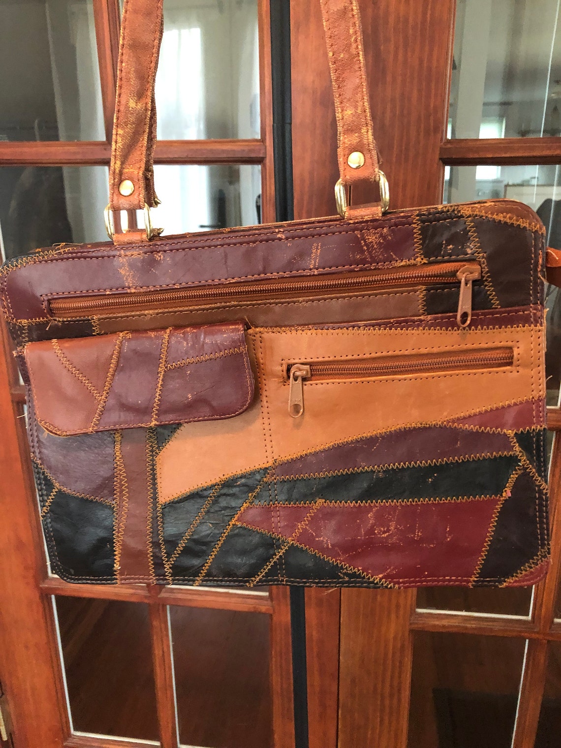 Vintage 1970’s Leather Patchwork Purse Bag - Etsy