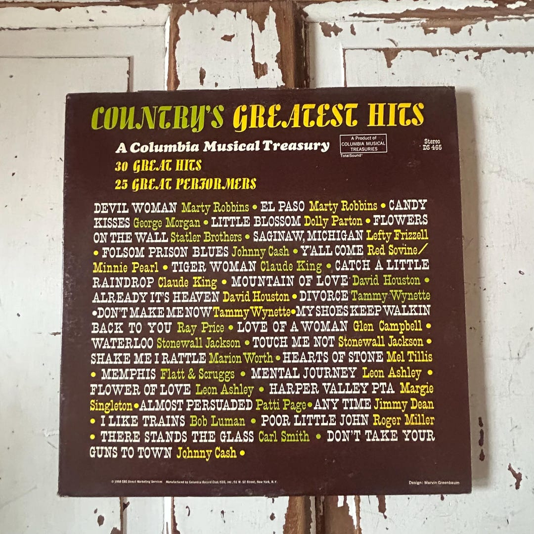 Country's Greatest Hits 1968 Compilation Vinyl 12'' Album - Etsy