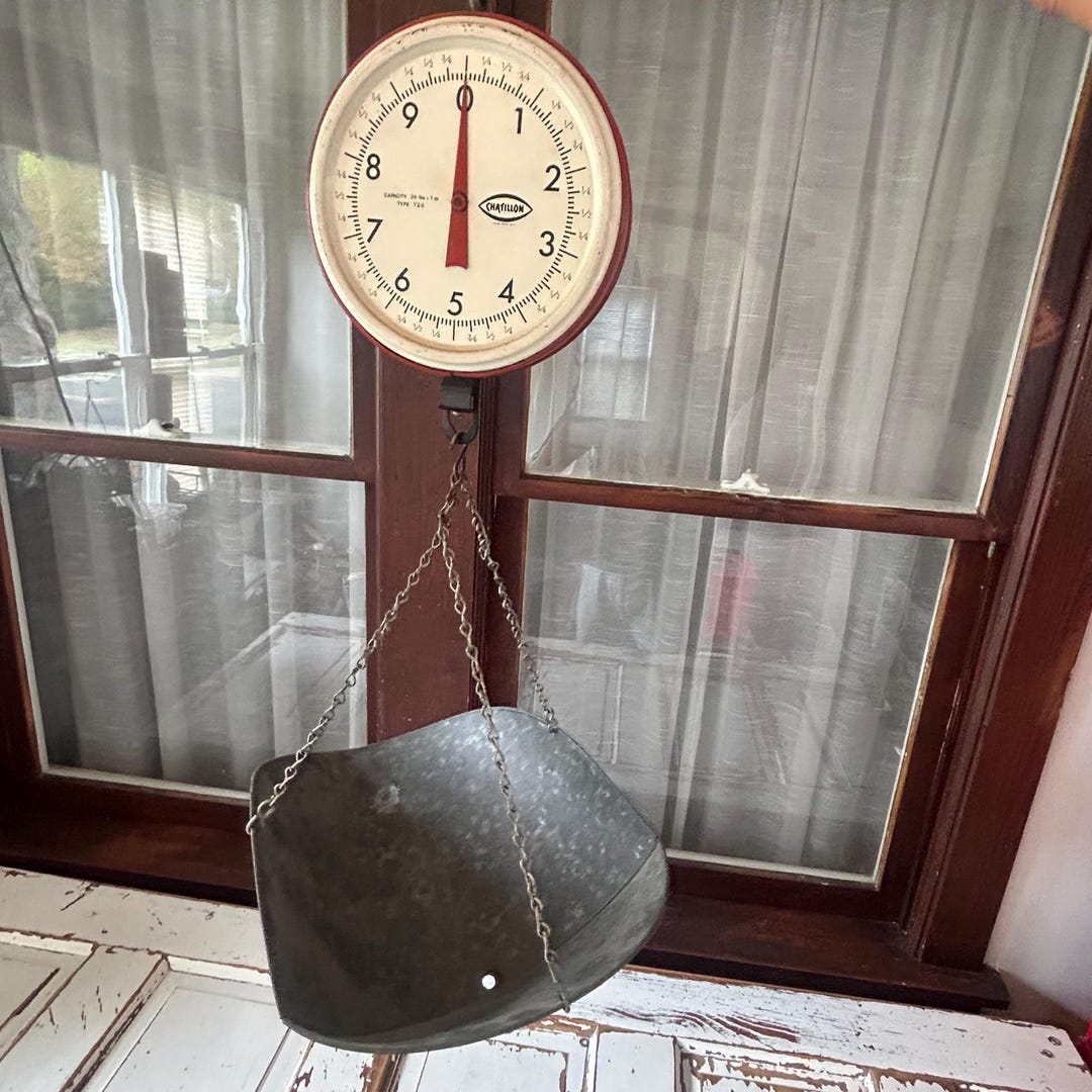 Vintage Chatillon 20 LB Hanging Scale Scoop Basket Type Works as ...
