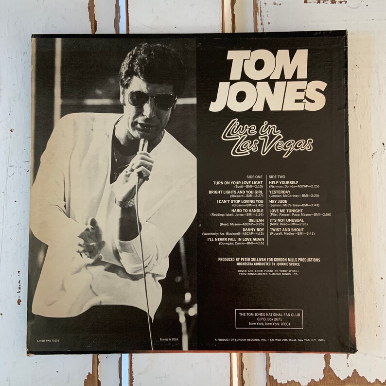 Vintage 1969 Tom Jones Vinyl Album Live in Las Vegas - Etsy