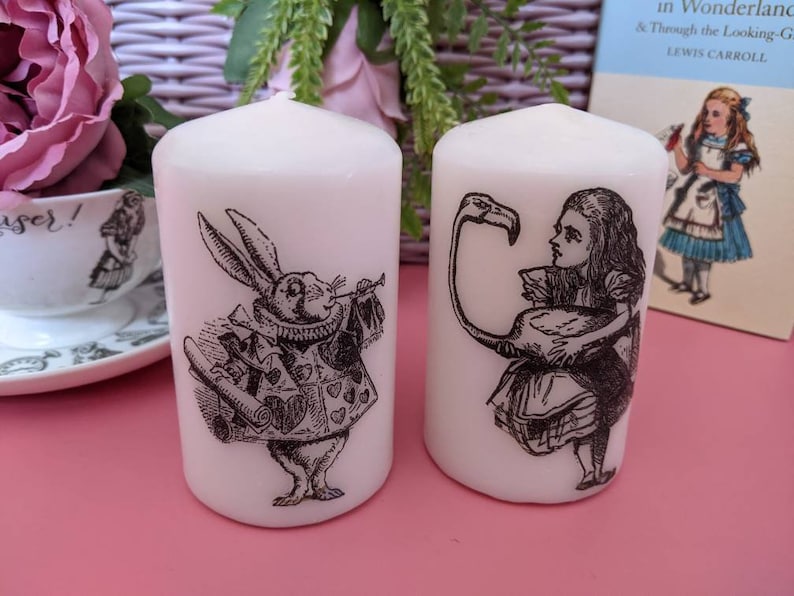 Alice in Wonderland Candle Set: Unscented Pillar Candles - Etsy