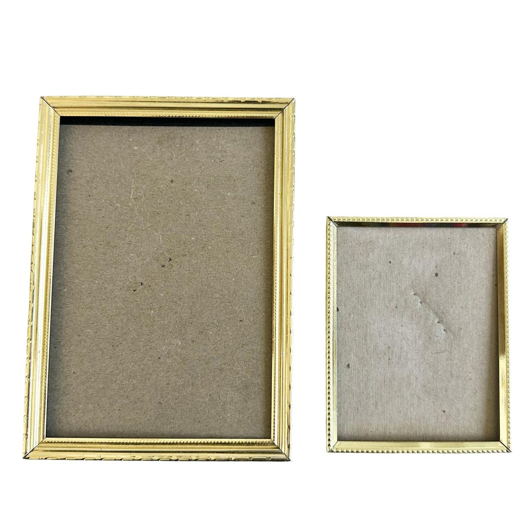 Gold Metal Set/2 Vintage Frame Simple Minimal Home Decor Etched Brass ...