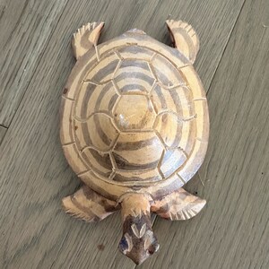 Hand Carved Vintage Turtle Art Sculpture Wooden Wood Artisan Bohemian ...