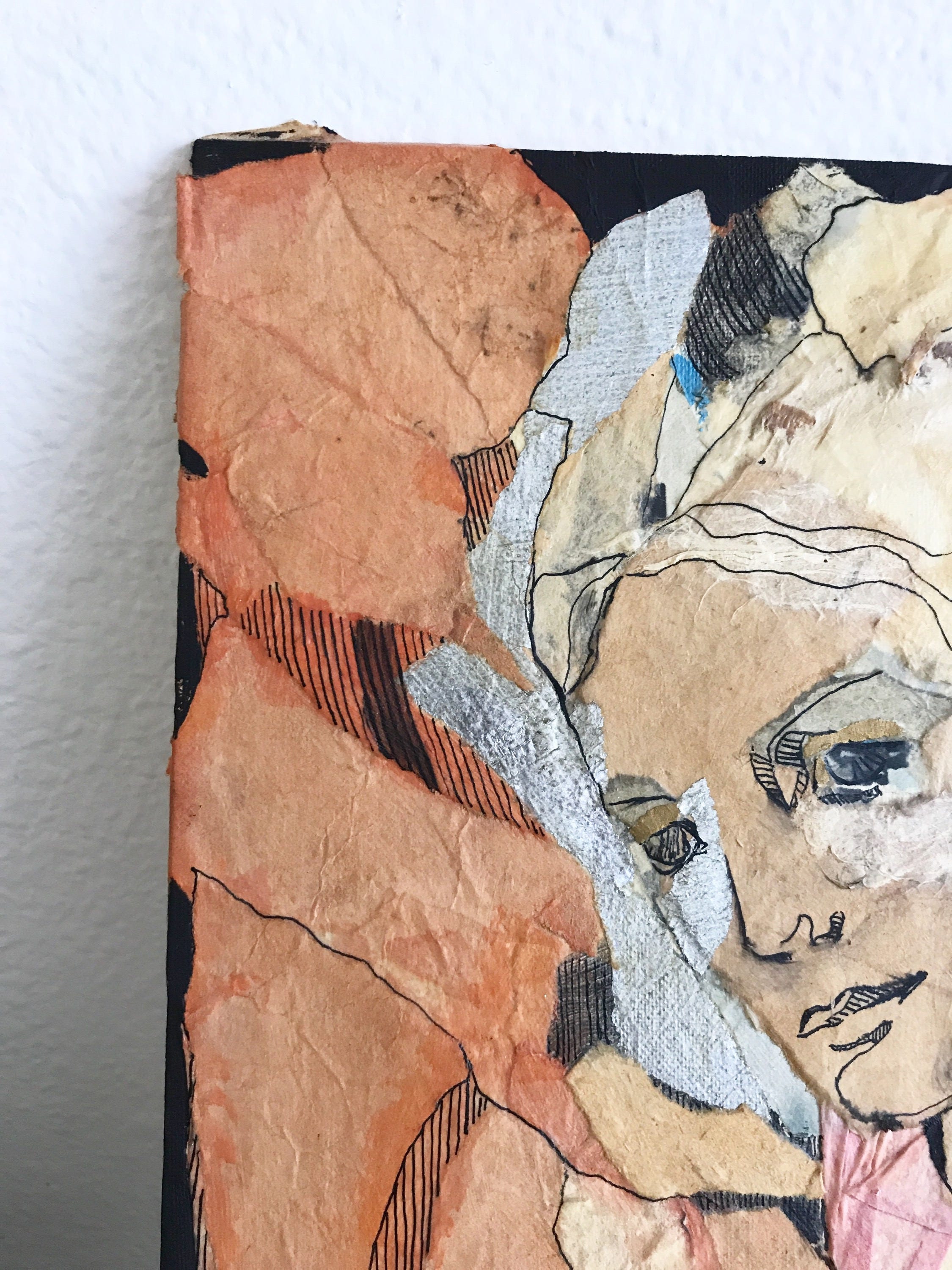 Vintage Paper Mache Portrait | Female Portrait Painting Mixed Media - Etsy
