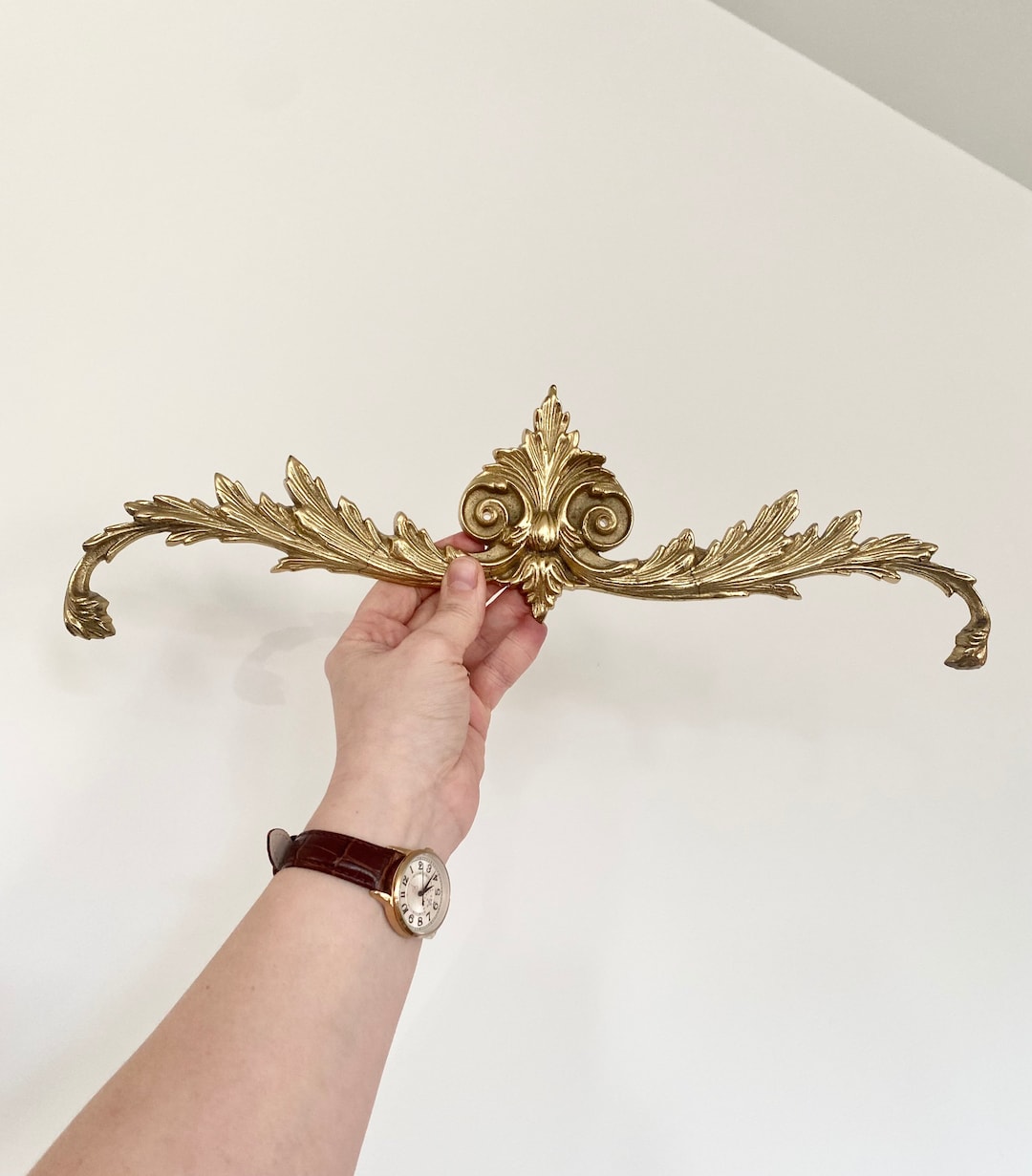 Brass Scrolling Wall Decor Hanging Over Door Frame, Vintage Metal ...