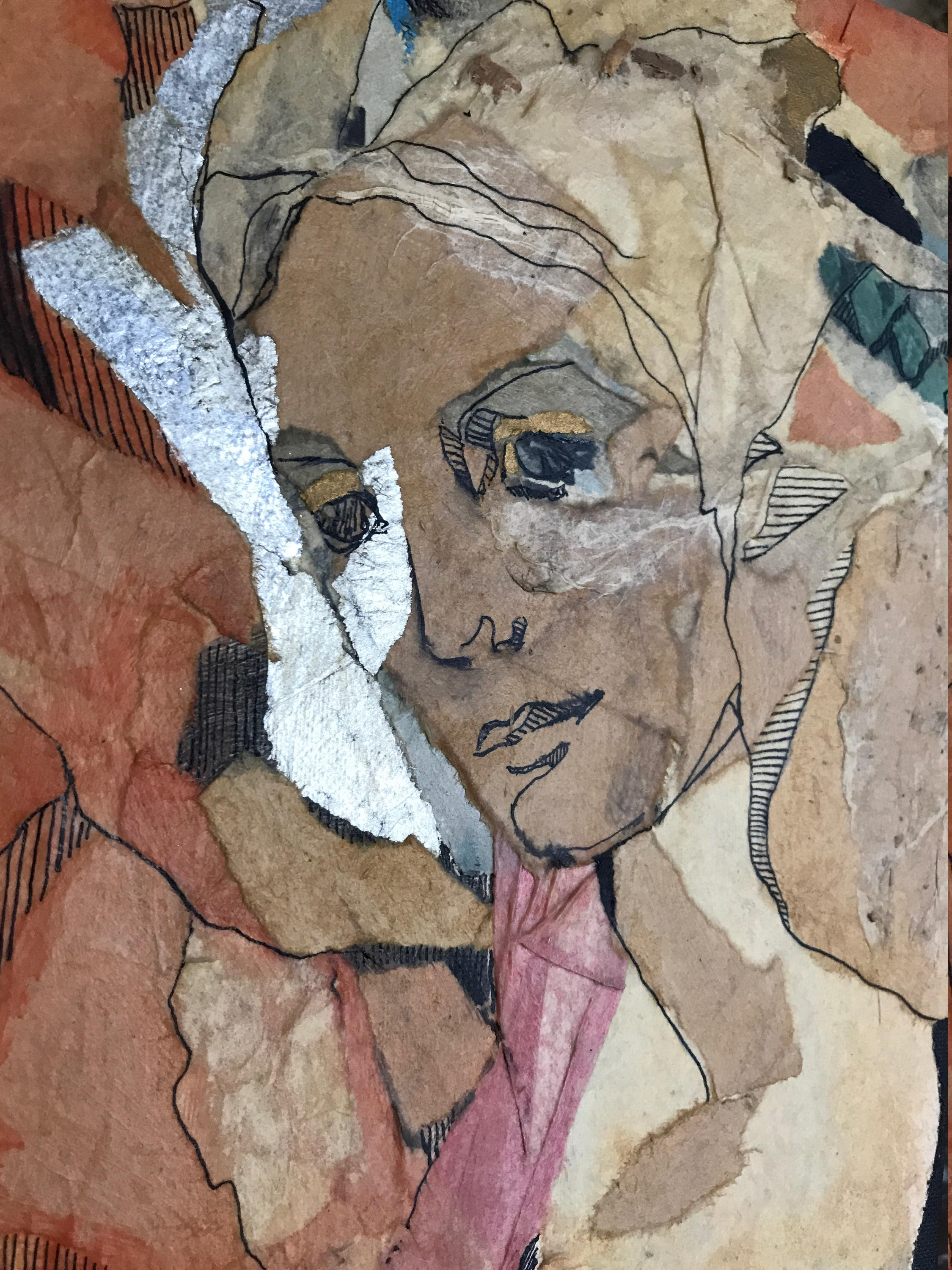 Vintage Paper Mache Portrait | Female Portrait Painting Mixed Media - Etsy
