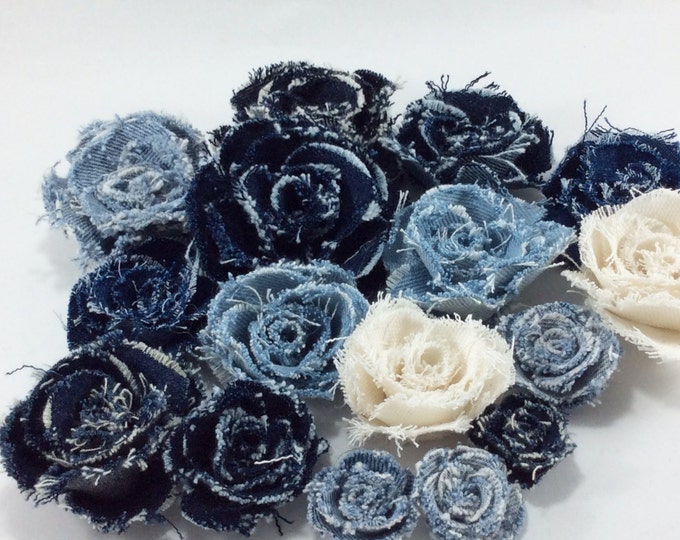 Dark Blue Denim Rose 5 Pcs. for DIY Wedding Fabric Flower,denim Rose ...