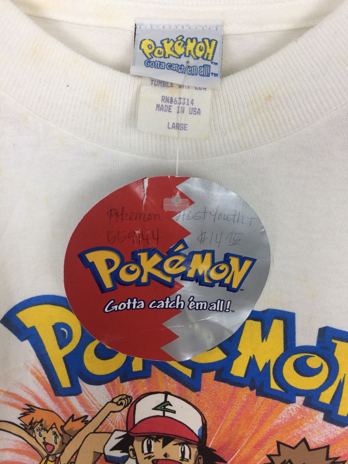 Vintage 90s POKEMON by NINTENDO Shirt With Copyright 1999 Deadstock ...