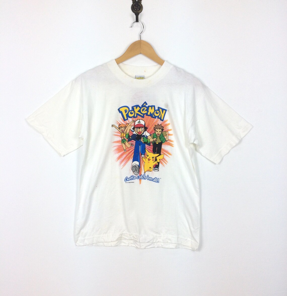 Vintage Jaren '90 Pokemon Door Nintendo Shirt Met Copyright 1999 