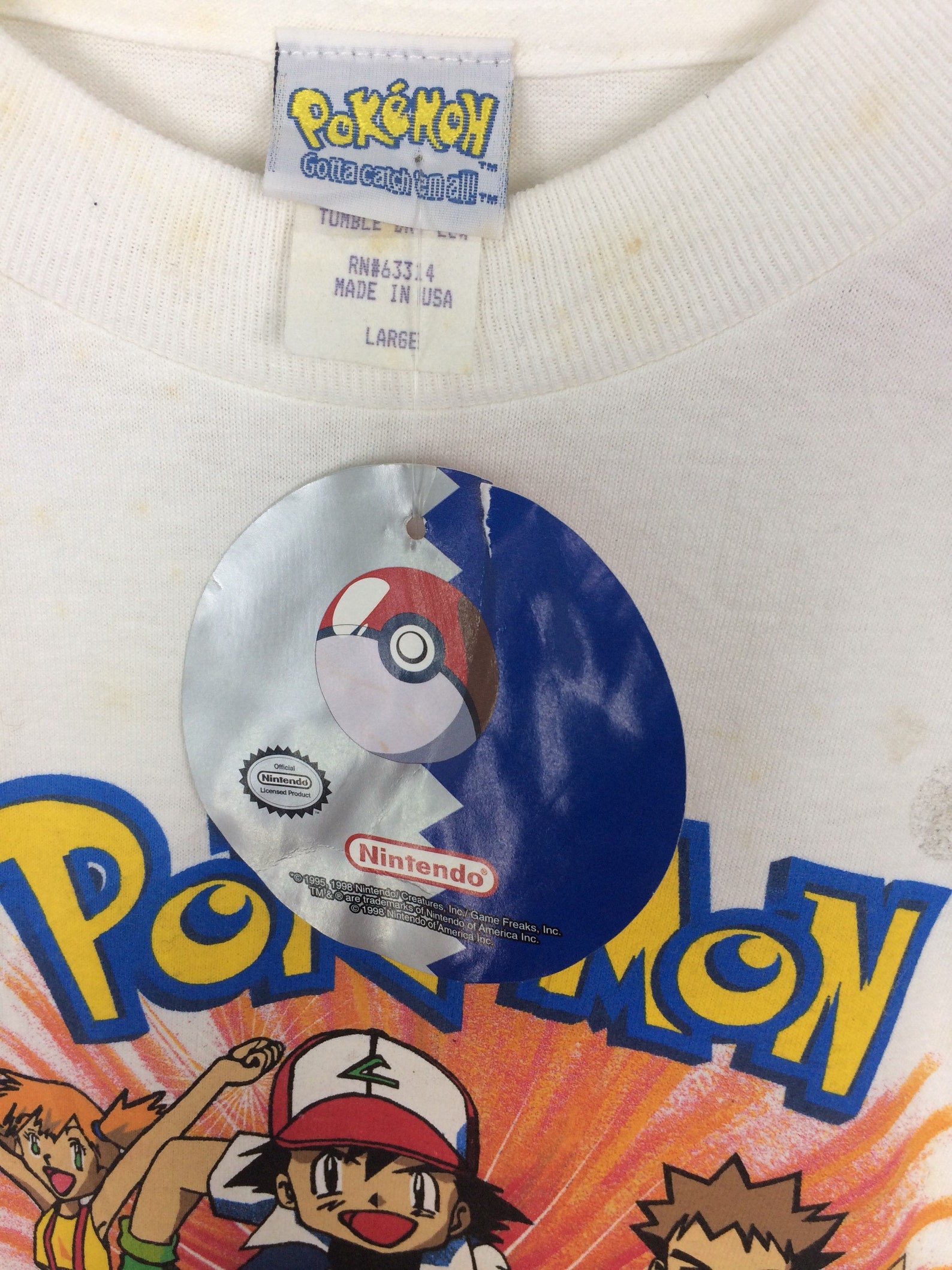 Vintage 90s POKEMON by NINTENDO Shirt With Copyright 1999 Deadstock ...