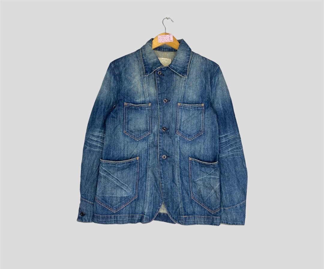 VINTAGE GLOBAL WORK Chore Jacket Button up Global Work Denim Workwear ...