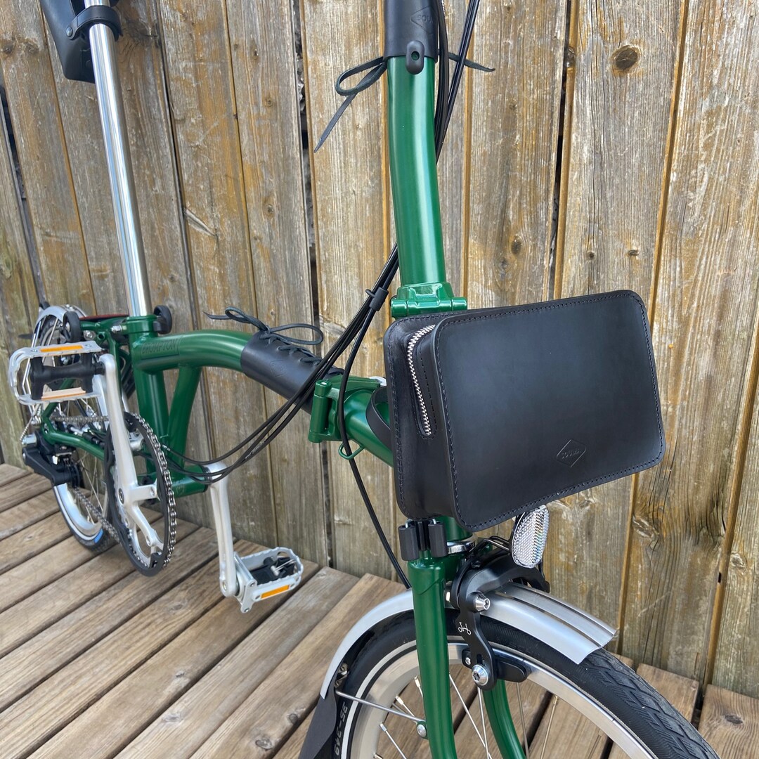Leather Front Carrier Pouch for Brompton Bike: Full-grain Zipper Bag - Etsy