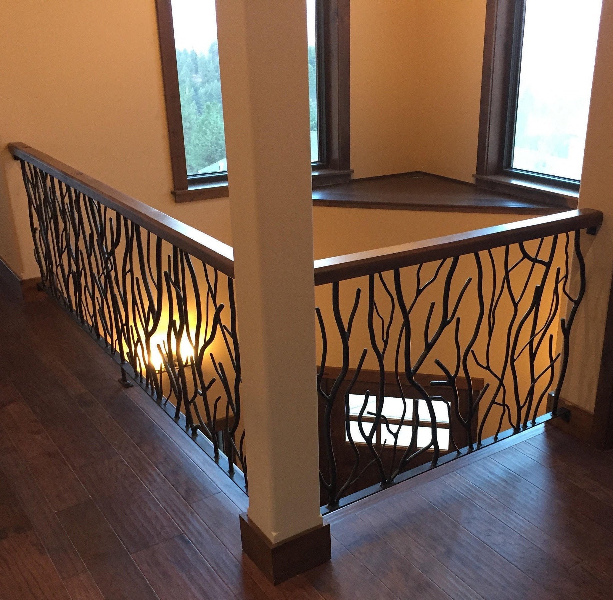 Hand Forged Heavy Steel Railing With Hammered Texture Viking - Etsy Canada