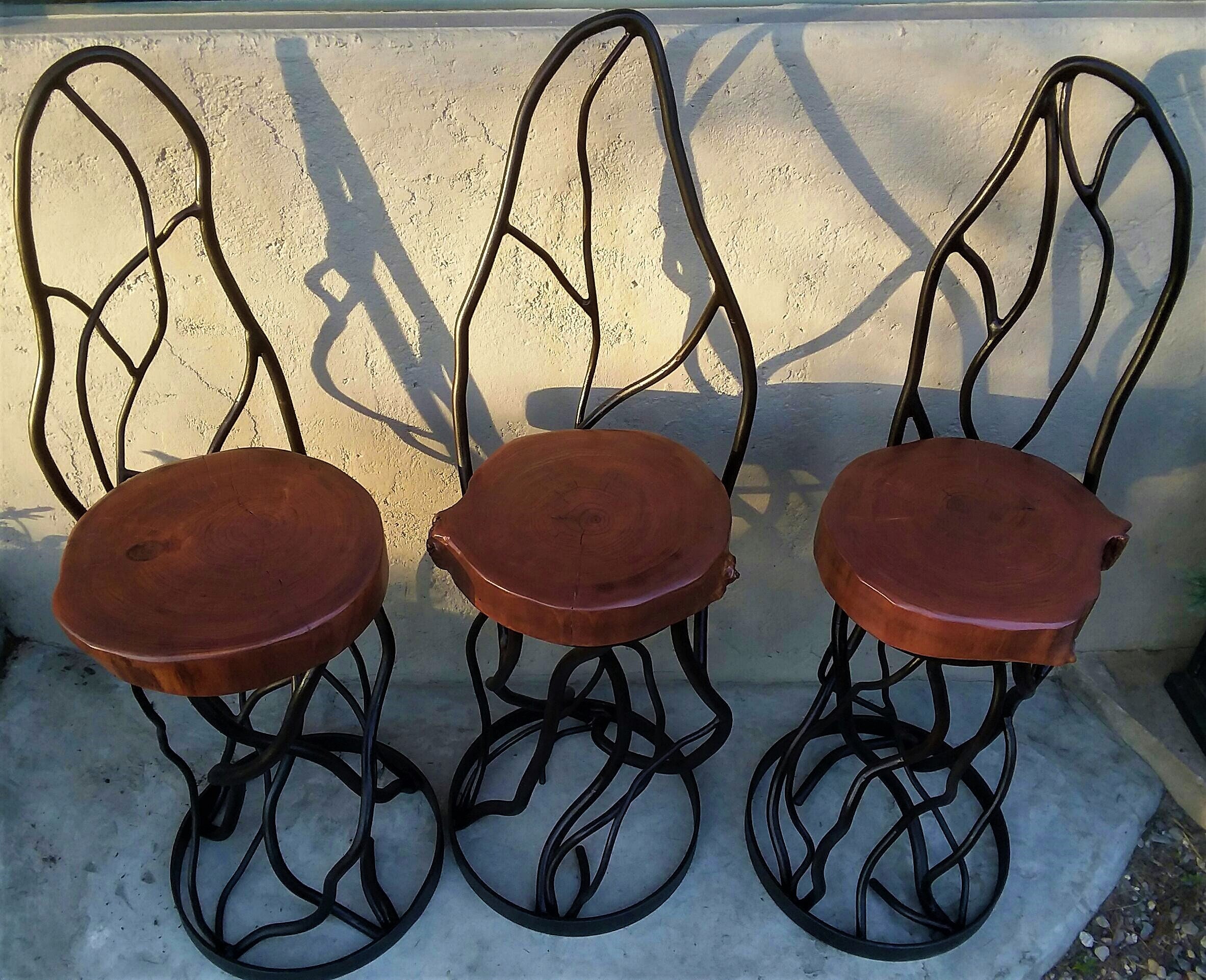 Forest Hobbit Forged Iron Branch Chairs With Flame Painted | Etsy