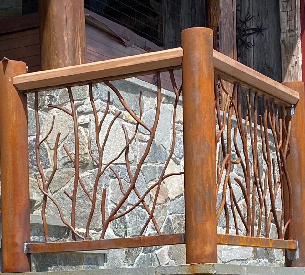 Hand Forged Heavy Steel Railing With Hammered Texture Viking - Etsy Canada