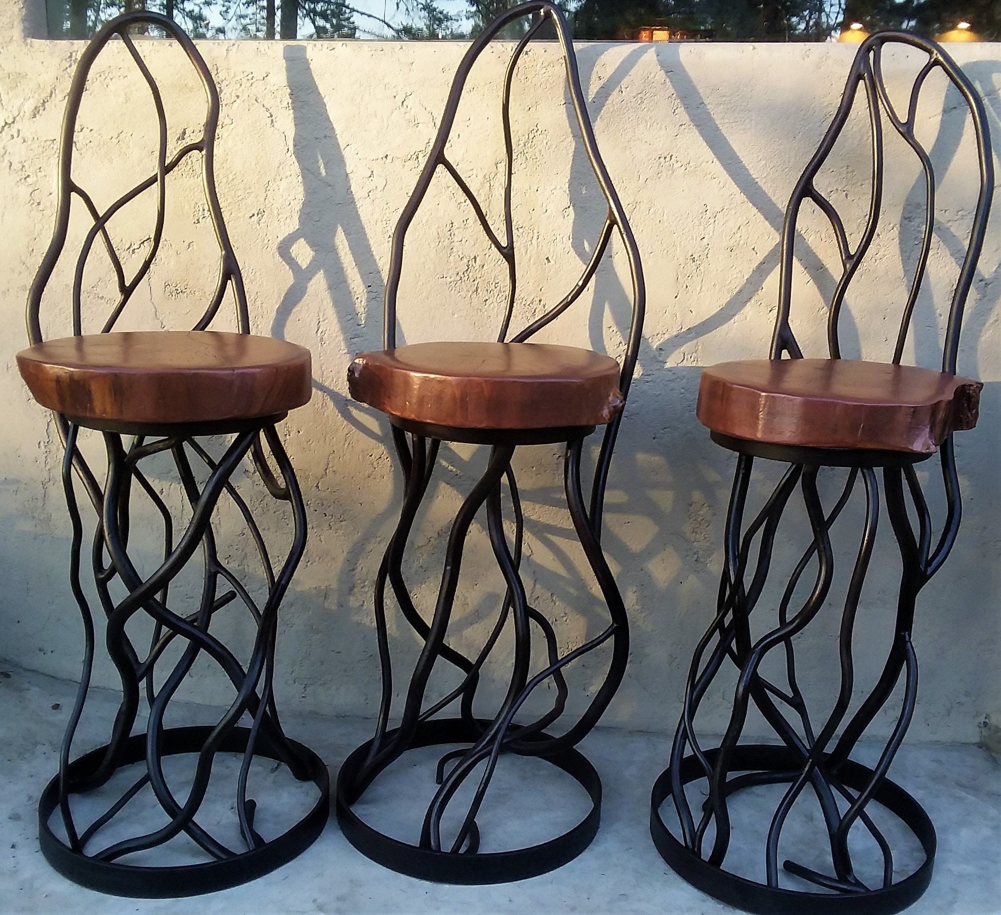 Forest Hobbit Forged Iron Branch Chairs With Flame Painted | Etsy