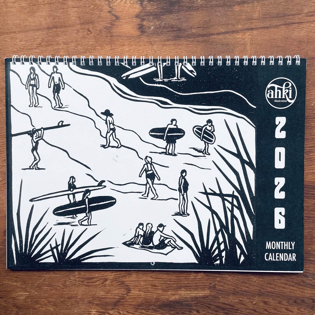 2026 Surf Coast Calendar | Eco-friendly Art Calendar | Black & White ...