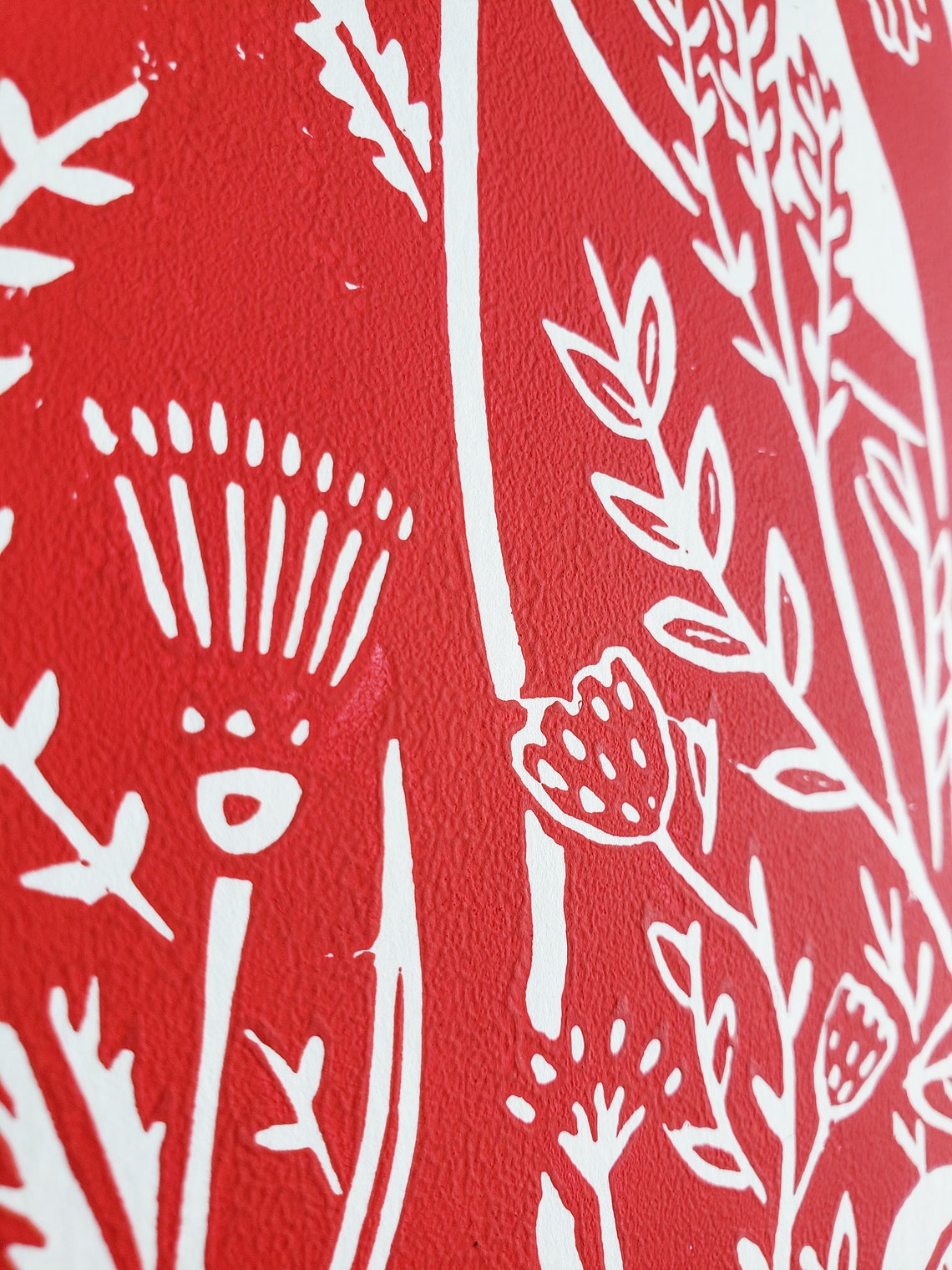 Lino Print Red Fine Art Illustration Ink Lino Cutting - Etsy