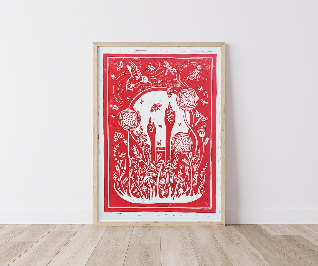 Lino Print, Red, Fine Art, Illustration, Ink, Lino Cutting, Wall Art ...