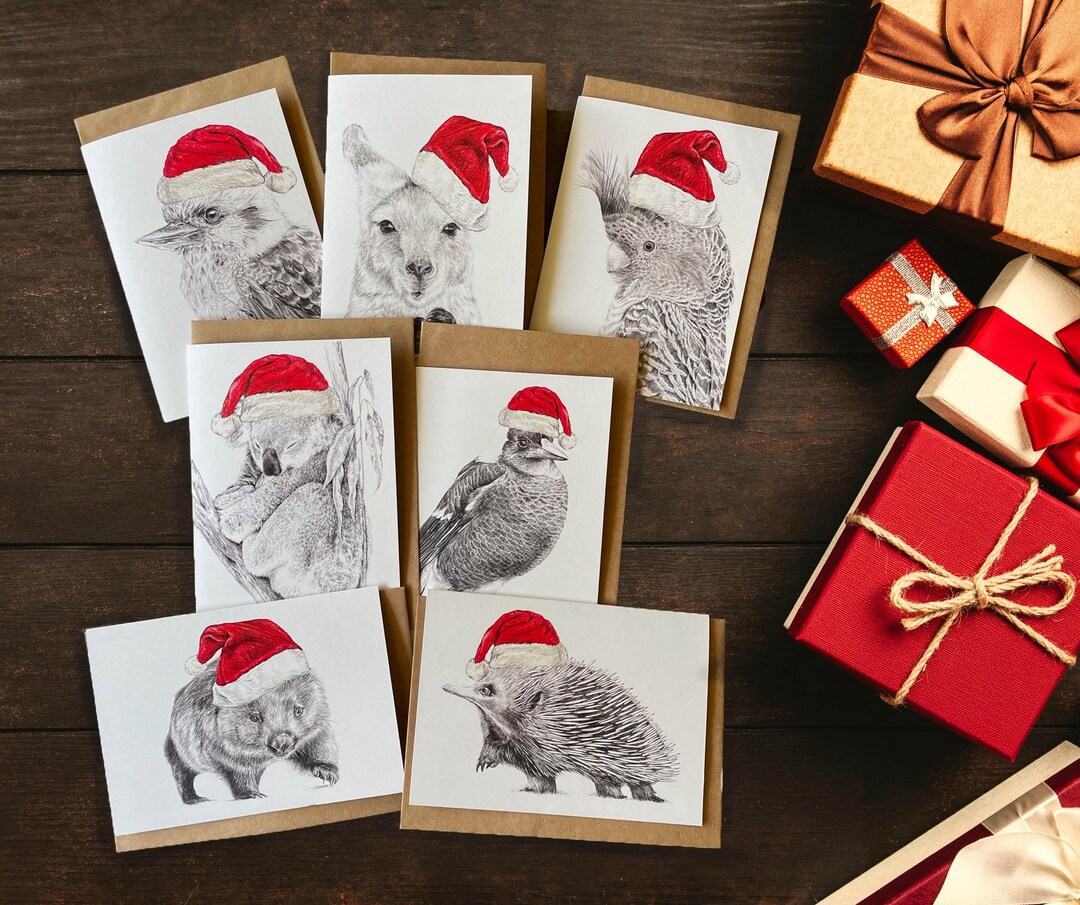 Australian Animal Christmas Card Set of 7 Cards - Etsy UK