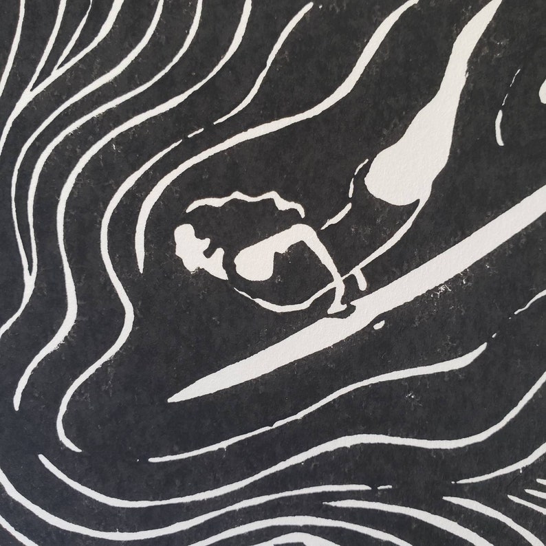 Duck Dive Lino Print Surf Art Ocean Art Art Print Ink - Etsy