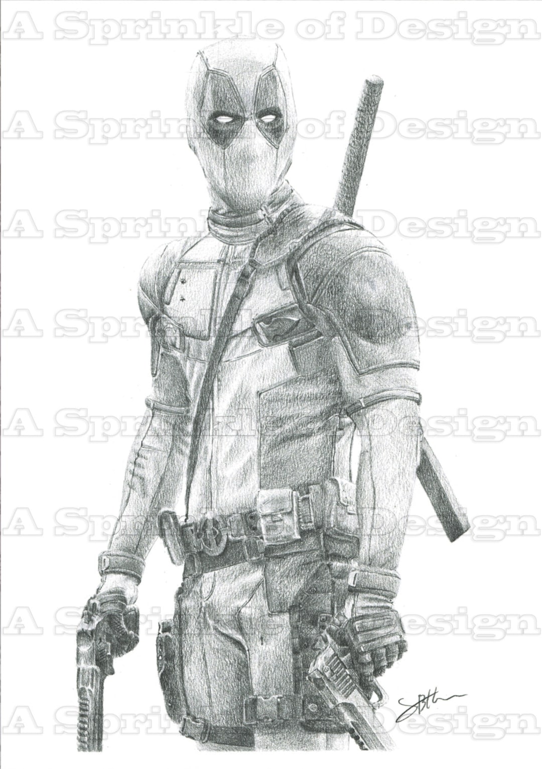 Print - Marvel Deadpool Fan Art Pencil Drawing - Etsy