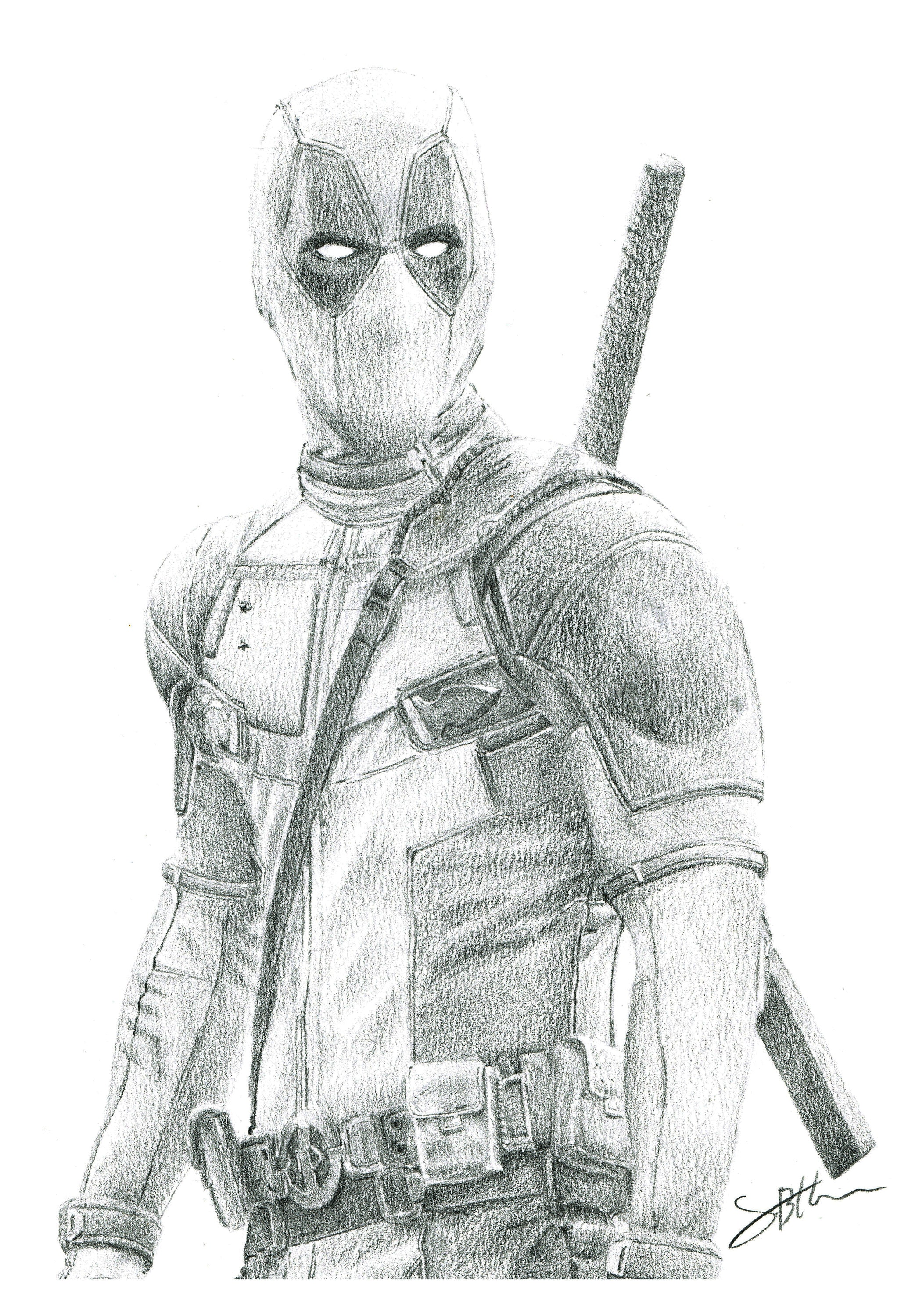 Deadpool Drawing In Pencil Full Body