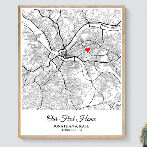 First New Home Gift for Couple House Shaped Map Poster Custom - Etsy