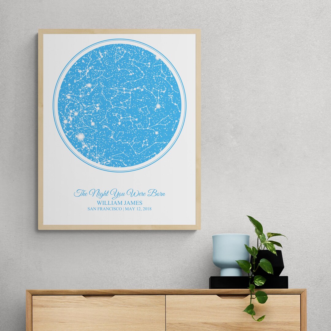 Night You Were Born Birth Star Map New Baby Gift, Day You Were Born New Mom Gift, Newborn ...