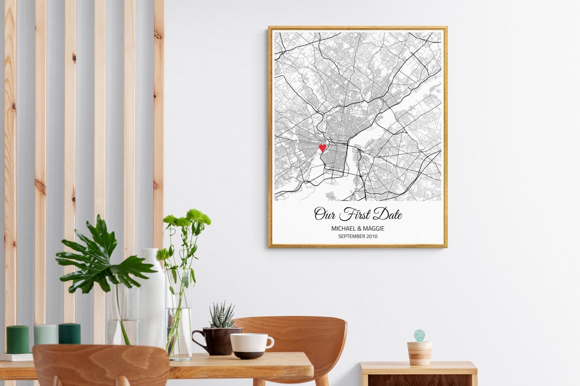 Our First Date Map Gift for Girlfriend Personalized Where We - Etsy