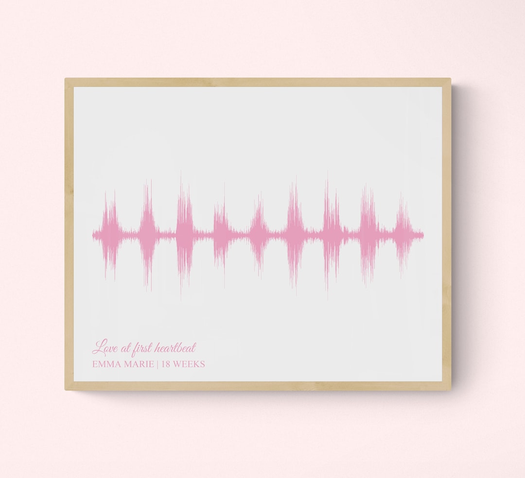 Baby Heartbeat Soundwave Art, Baby Heart Beat Art New Mom Gift, Nursery ...
